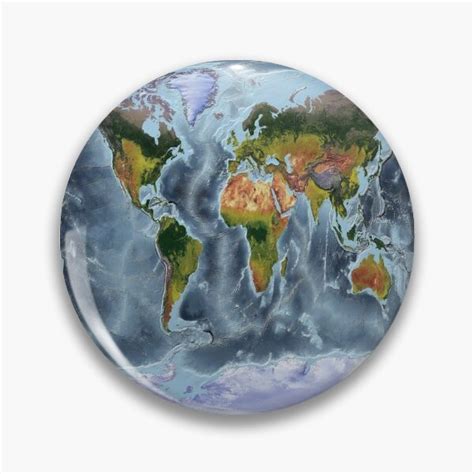 Gall Stereographic World Relief Map Showing Land And Oceans Pin For Sale By Thinkaboutmaps