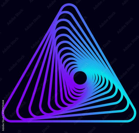 Twisted Abstract Wireframe Tunnel Wireframe Triangular Shape Blue And Purple Shape On A