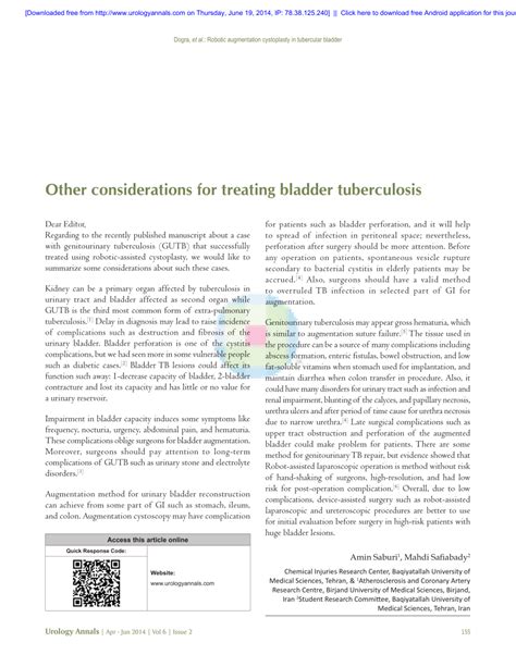 Pdf Other Considerations For Treating Bladder Tuberculosis