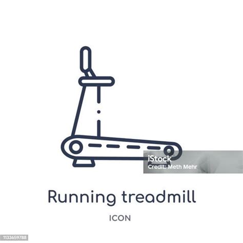 체육관 및 피트 니스 개요 컬렉션에서 선형 실행 디딜 방 아 아이콘 얇은 라인 실행 디딜 방 아 아이콘 흰색 배경에 고립 달리기 디딜 방 아 유행 삽화 건강한 생활방식에