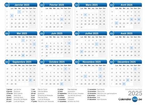 Calendrier 2025