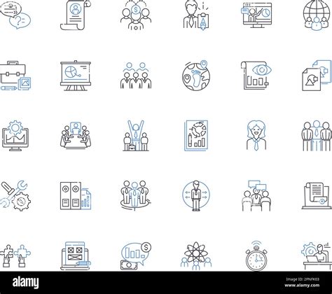 Colleague Support Line Icons Collection Encouragement Feedback Resourcefulness Collaboration