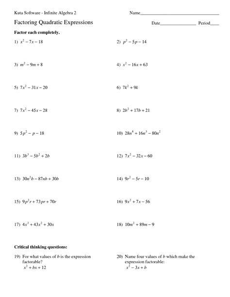 Factoring Binomial Worksheet