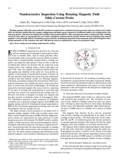 Pdf Nondestructive Inspection Using Rotating Magnetic Field Eddy Current Probe