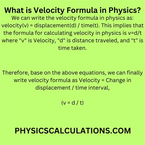 What Is Velocity Formula In Physics