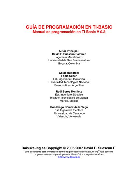 GuÍa De Programación En Ti Basic Manual De Programación En Ti Basic V 0 GuÍa De ProgramaciÓn