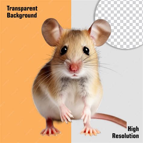 Мышь изолирована на прозрачном фоне Png стоящий хомяк на прозрачном вырезе фона Премиум Psd Файл