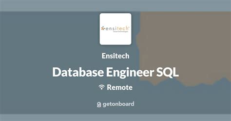 database engineer sql at ensitech remote work from home get on board