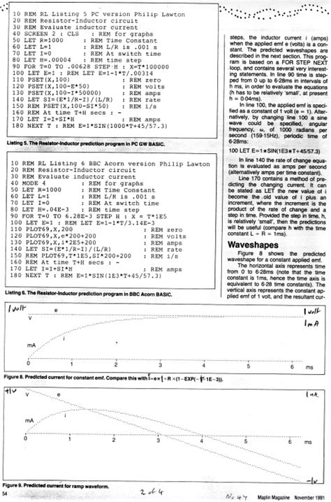 Predicting Waveshapes Using A Computer Part Iii The Resistor Inductor Circuit Article
