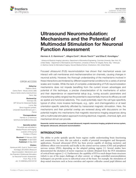 PDF Ultrasound Neuromodulation Mechanisms And The Potential Of Multimodal Stimulation For