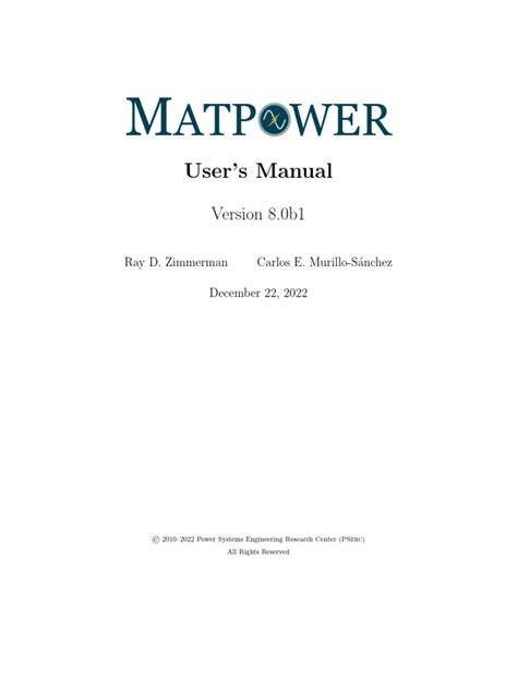 Matpower Manual Pdf Computing Software Engineering