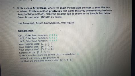 Solved 2 Write A Class Arrayclass Where The Main Method