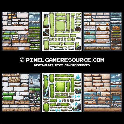 195 Tilemap 2d Video Game Asset Winter Biome Bundle 24 By Pixel