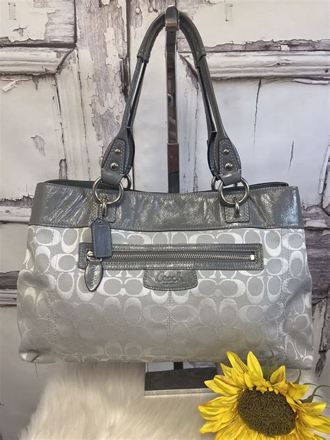 Coach Penelope Gray Signature Jacquard Patent Leather… Gem