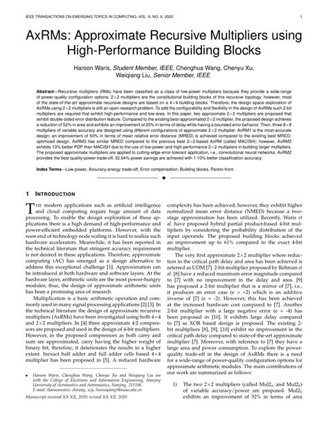 Pdf Axrms Approximate Recursive Multipliers Using High Performance Building Blocks