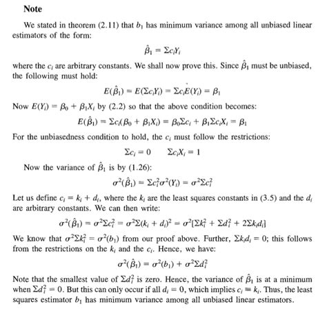 linear regression b1 has the minimum variance among all unbiased