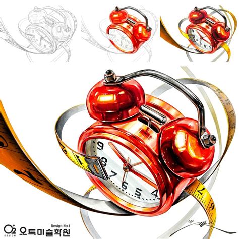 알람시계 줄자 기초디자인 Colored Pencils Drawings Color