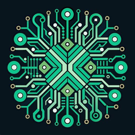 Premium Vector A Computer Circuit Board With A Green And White Color Scheme Showing Intricate