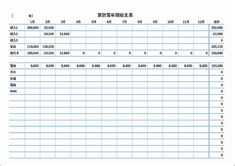 シンプルで使いやすい！家計簿と年間収支表のexcelテンプレート テンプレートの無料ダウンロード