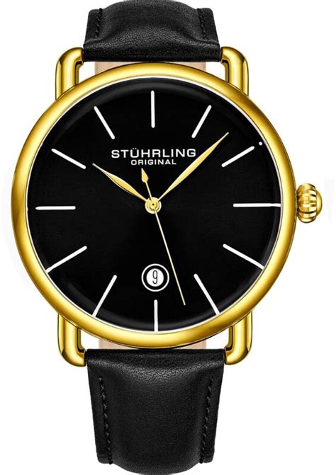 Stuhrling Original Mens Leather Watch Black Watch Mens Dress Watches