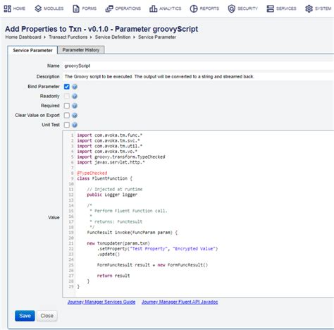 Configure Transact Function Parameters