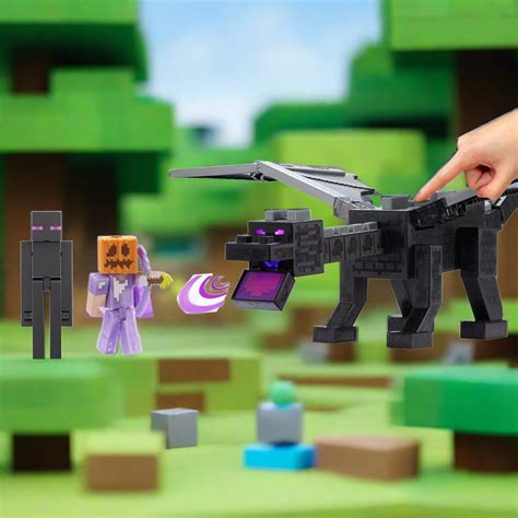 Minecraft 15th Anniversary Ender Dragon With Steve And Enderman Figures