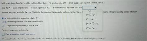 Solved Let Be An Eigenvalue Of An Invertible Matrix A Show Chegg