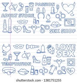 Vector Set Sex Shop Icons Erotic Stock Vector Royalty Free Shutterstock