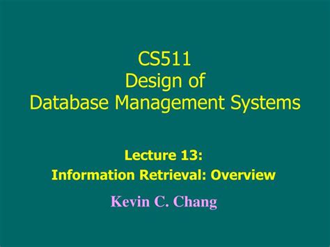 Ppt Cs511 Design Of Database Management Systems Powerpoint Presentation Id3472701