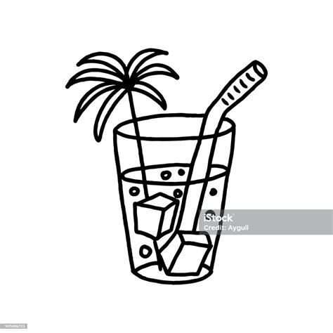 낙서 스타일의 칵테일 달콤한 음료의 귀여운 손으로 그린 잔 흰색 배경에 고립 된 벡터 손으로 그린 일러스트레이션 0명에 대한 스톡 벡터 아트 및 기타 이미지 Istock