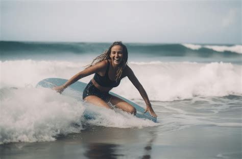 Premium Ai Image Female Surfer Travel Sea Nature Generate Ai
