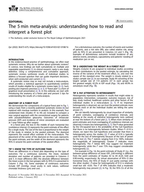 The 5 Min Meta Analysis Understanding How To Read And Interpret A Forest Plot Pdf Meta