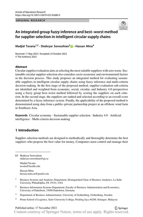 pdf an integrated group fuzzy inference and best worst method for