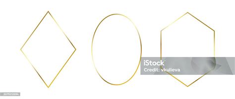 황금빛 얇은 프레임 세트 아르 데코 스타일의 금색 기하학적 테두리 얇은 선형 다이아몬드 타원 및 마름모 컬렉션 노랗게 빛나는 반짝이는 보더 요소 팩 사진 간부 장식에 대 한