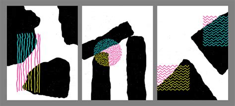 벡터 그림입니다 미니멀 한 현대 포스터 컬렉션 5060 년대 복고풍 펑키 그래픽 흰색 아티스트 캔버스에 격리 된 뒷면 페인트 모양 포스터 책 표지 전단지 기프트 카드 디자인