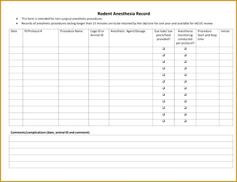 6 Anesthesia Record Form Template Fabtemplatez