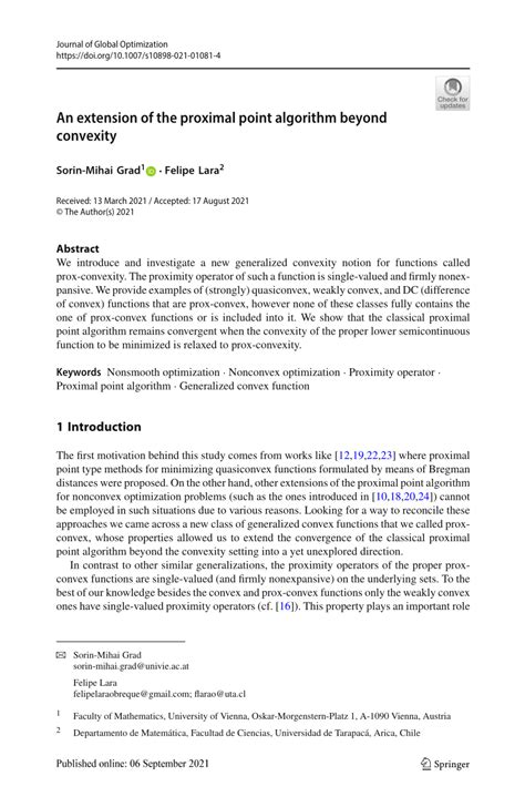 Pdf An Extension Of The Proximal Point Algorithm Beyond Convexity