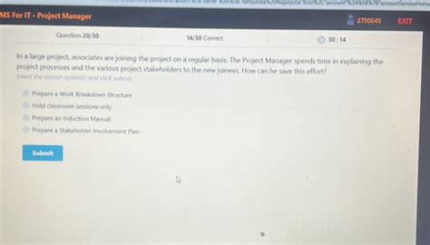 MS For IT Preject Manager Question StudyX
