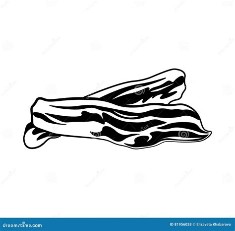 Bacon Icon In Black Style Isolated On White Background Meats Symbol