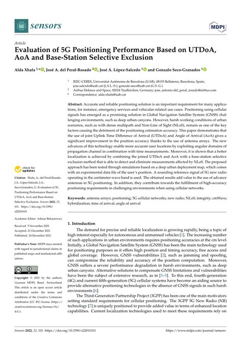 Pdf Evaluation Of 5g Positioning Performance Based On Utdoa Aoa And Base Station Selective