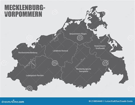 Mecklenburg Vorpommern Administrative Map Stock Vector Illustration