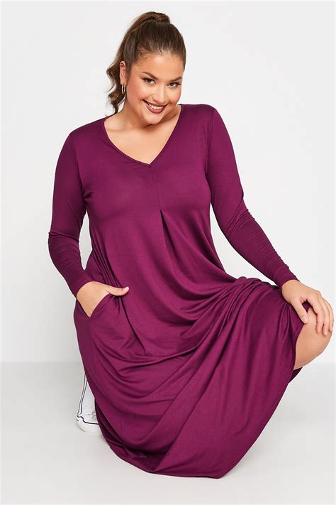 Limited Collection Plus Size Purple Pleat Front Dress Yours Clothing