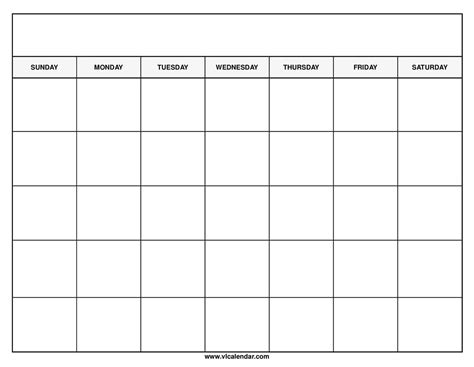 Free Printable Blank Calender