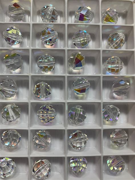 Factory Pack Swarovski Crystal Clear Ab 8mm Geometric Cut Round 5004