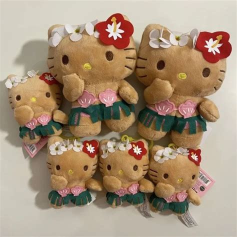 산리오스 헬로 키티 리미티드 투 하와이 플러시 인형 애니메이션 만화 카와이 귀여운 훌라 비키니 다크 스킨 카라멜 장난기 많은 소녀 선물 Aliexpress