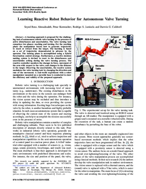 Pdf Learning Reactive Robot Behavior For Autonomous Valve Turning