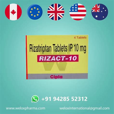 Rizatriptan Rizact 10mg Tablet At Rs 210stripe रिज़त्रप्तान In Surat