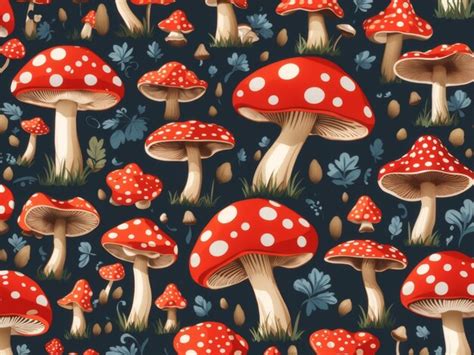 Premium Ai Image Seamless Mushroom Pattern