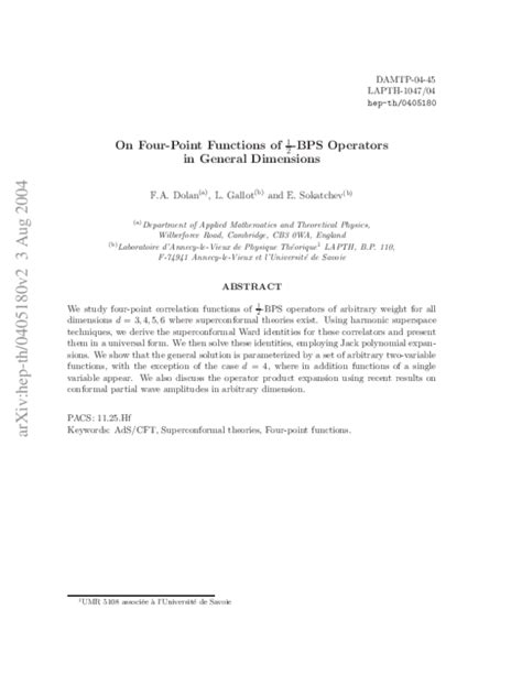 Pdf On Four Point Functions Of Half Bps Operators In General Dimensions