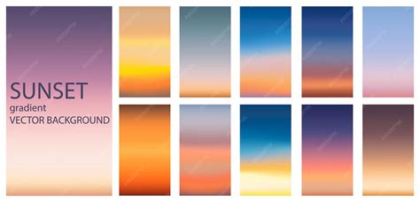 Premium Vector Gradient Sunset Sunrise Background Set
